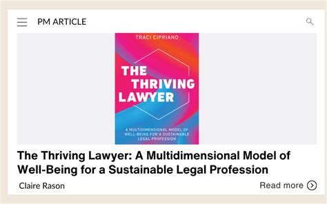 The Thriving Lawyer A Multidimensional Model Of Well Being For A