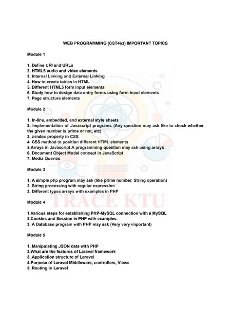 Web Program Cst463 Imp Web Programming Cst463 Important Topics
