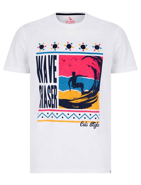Surf Sil Motif Cotton Jersey T Shirt In Bright White South Shore