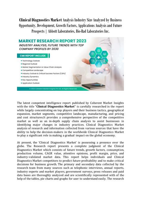 Ppt Clinical Diagnostics Market Analysis Powerpoint Presentation