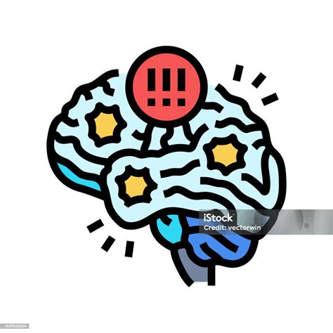 신경 장애 신경 과학 신경학 컬러 아이콘 벡터 일러스트 레이 션 건강관리와 의술에 대한 스톡 벡터 아트 및 기타 이미지 건강