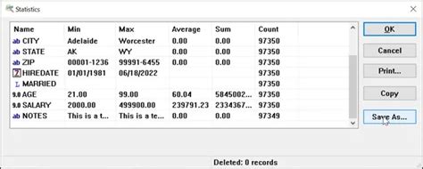 View DBF File Statistics
