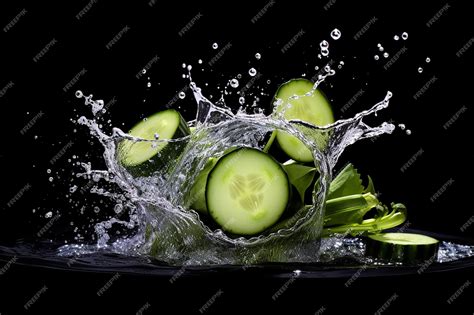 Premium Photo Water Splash With Cucumbers