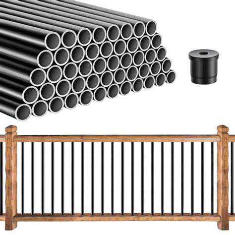 Afoxsos 26 X 34 Aluminum Round Deck Balusters Black Indoor Outdoor Stair Porch Spindles 101