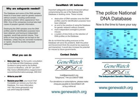 The Police National Dna Database Genewatch Uk