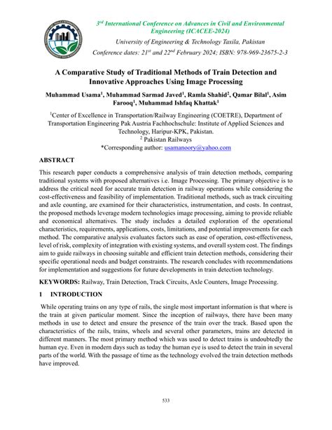 Pdf A Comparative Study Of Traditional Methods Of Train Detection And