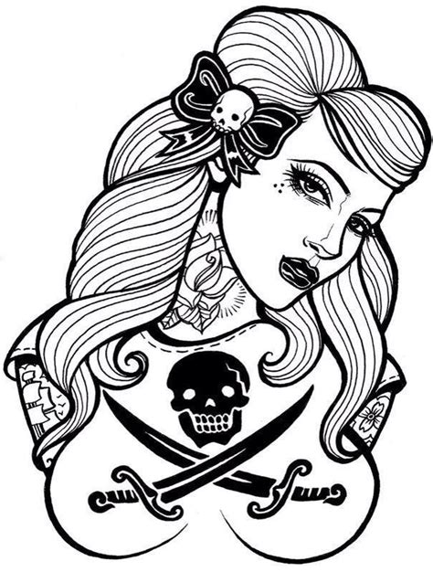 Printable Pin Up Girl Coloring Pages Biketaste
