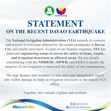 National Nia Statement On The Recent Davao Earthquake The National