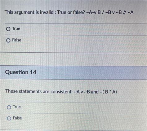 This Argument Is Invalid True Or False A Vb Bv B