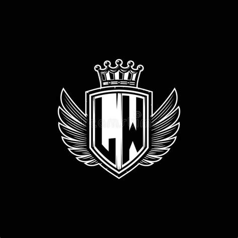 Lw Logo Monogram Shield Crown Luxury Design Stock Vector Illustration