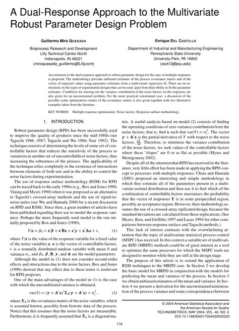 Pdf A Dual Response Approach To The Multivariate Robust Parameter