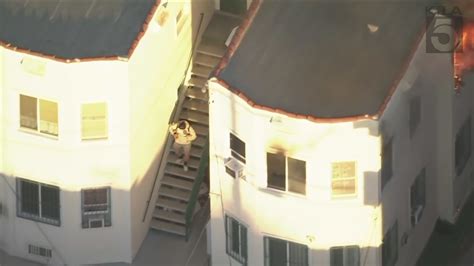 Massive Fire Engulfs Apartment Building In Koreatown In Los Angeles