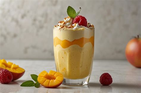 Mango Lassi Parfait Isolated On White Background Premium Ai Generated Image
