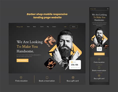 barber shop mobile responsive landing page website behance