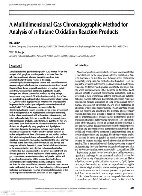 Pdf A Multidimensional Gas Chromatographic Method For Analysis Of η Butane Oxidation Reaction