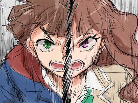 Amanokawa Hiro Tsukiyono Ruli Digimon Brown Hair Green Eyes Long Hair Pink Eyes Short