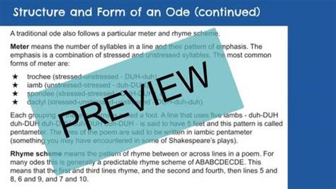 Ode Writing Activity With History Of Form Structure Analysis Digital
