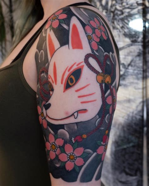 Traditional Kitsune Mask Tattoo