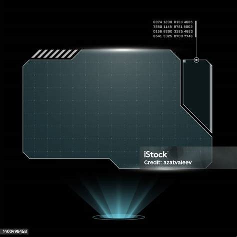Hud 디지털 미래 지향적 인 사용자 인터페이스 수평 프레임 공상 과학 하이테크 화면 사이버 펑크 게임 메뉴 터치 모니터링 홀로그램 대시 보드 패널 사이버 공간 헤드업
