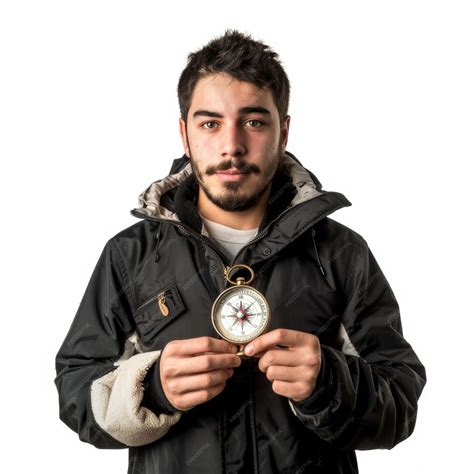 Premium Photo Man Holding A Compass