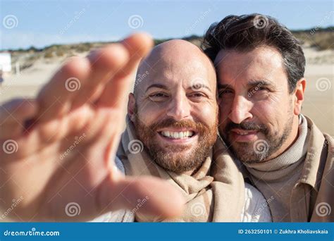 Selfie Of Positive Gays On Beach Stock Image Image Of Person Outdoor 263250101