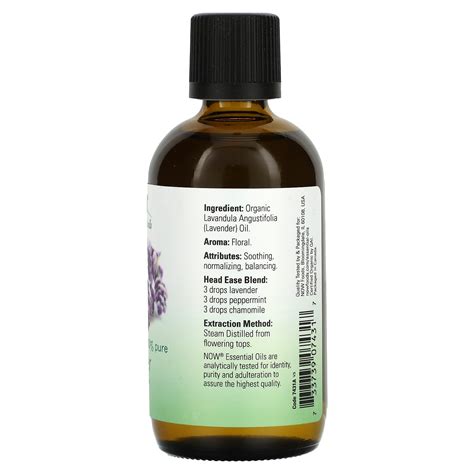 Now Foods 有機精油，薰衣花草香，4 液量盎司（118 毫升）