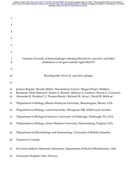Pdf Genomic Diversity Of Bacteriophages Infecting Rhodobacter Capsulatus And Their Relatedness