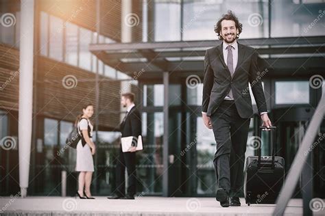 Businessman Walking With Suitcase Stock Image Image Of Leadership