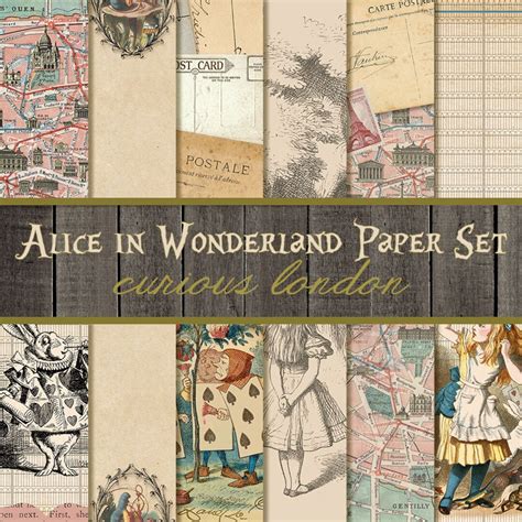 Vintage Alice In Wonderland I Digital Scrapbook Paper I Junk Journal I