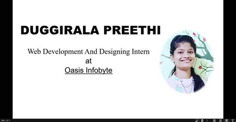 Preethi Duggirala On Linkedin Oasisinfobyte Webdevelopment Intern Github Html Css Javascript
