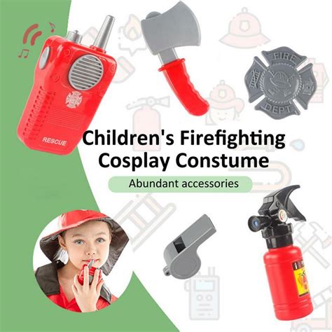 زي الرجل الإطفائي الممتع للأطفال بدلة الإطفاء التأثيرية لرجل الإطفاء