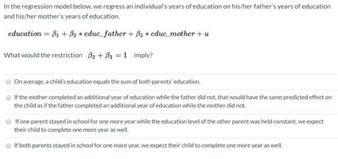 Solved In The Regression Model Below We Regress An Chegg Com