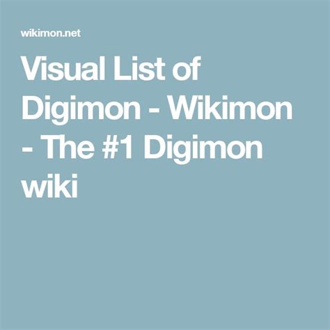 Visual List Of Digimon Wikimon The Digimon Wiki Digimon Visual List