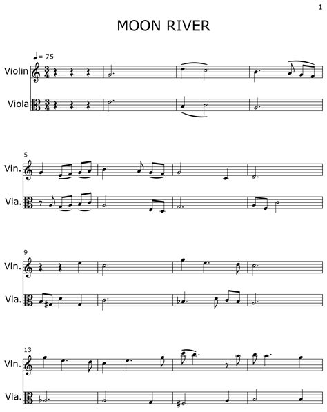 Moon River Sheet Music For Violin Viola