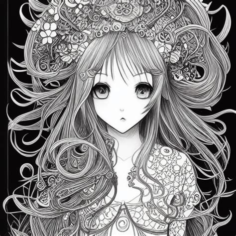 Manga Girl Coloring Page · Creative Fabrica