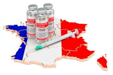 Vaccin En Spuit Met Franse Kaart Vaccinatie In Frankrijk Concept 3d