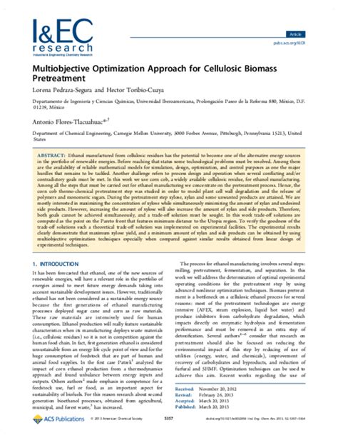 pdf multiobjective optimization approach for cellulosic biomass