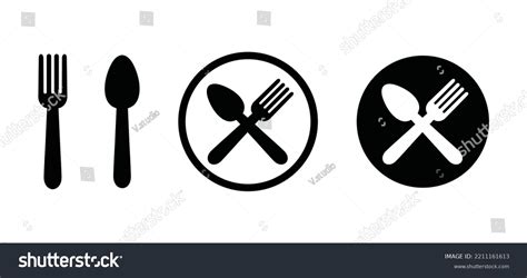 Spoon Fork Icon Vector Crossed Cutlery Stock Vector Royalty Free