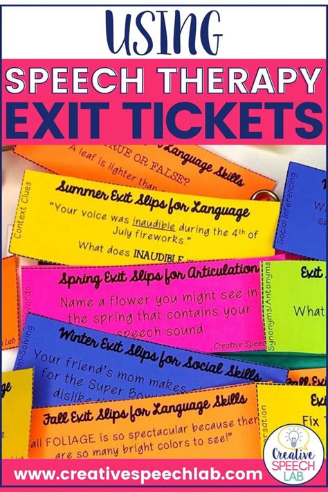 Using Exit Slips In Speech Therapy Creative Speech Lab Speech Therapy Activities Language