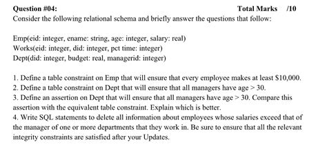 Solved Question 04 Total Marks 10 Consider The Following