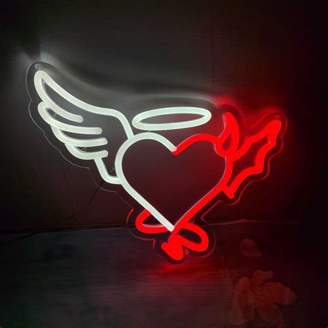 Angel And Devil Neon Sign Demon Heart Neon Sign For Halloween