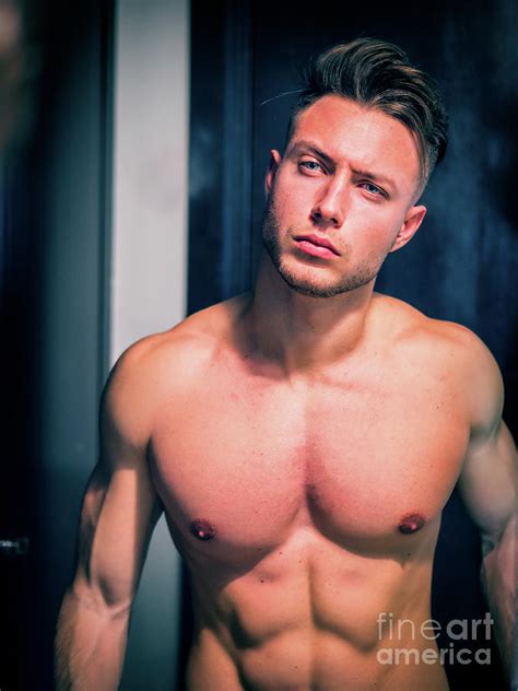 Shirtless Muscular Handsome Young Man In The Bathroom Photograph By