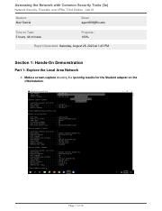 Analyzing Network Security Tools For Lab Course Hero