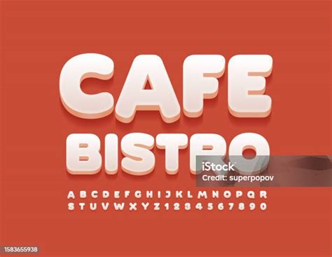 벡터 밝은 엠블럼 카페 비스트로 현대 알파벳 문자와 숫자 세트 거리에 대한 스톡 벡터 아트 및 기타 이미지 거리 건강에 좋지 않은 음식 광고 Istock