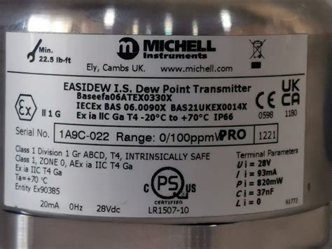 Used Michell Instruments Easidew Pro I S Process Dew Point Transmitter Orbit Surplus