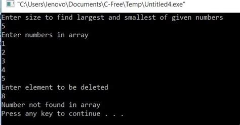 All C Programs Program 107delete A Specified Integer In Array