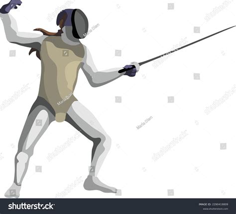 Fencing Martial Art Sport Vector Action Stock Vector Royalty Free