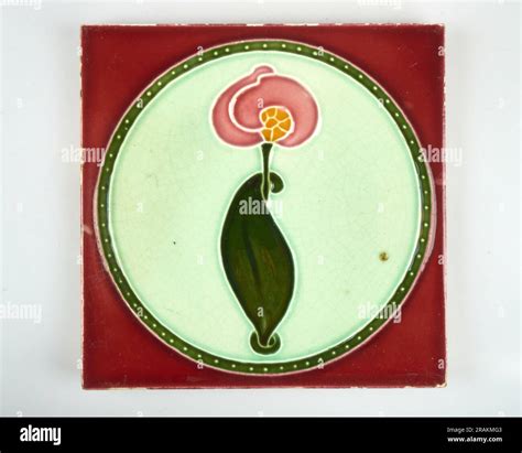 Antique 1900s English Alfred Meakin Art Nouveau Pink And Amber Tulip