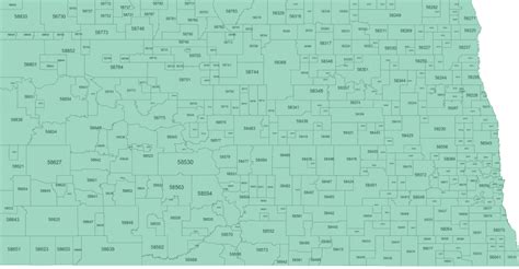 North Dakota Zip Code Map Basic Your Vector