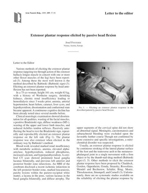 Extensor Plantar Response Elicited By Passive Head Flexion
